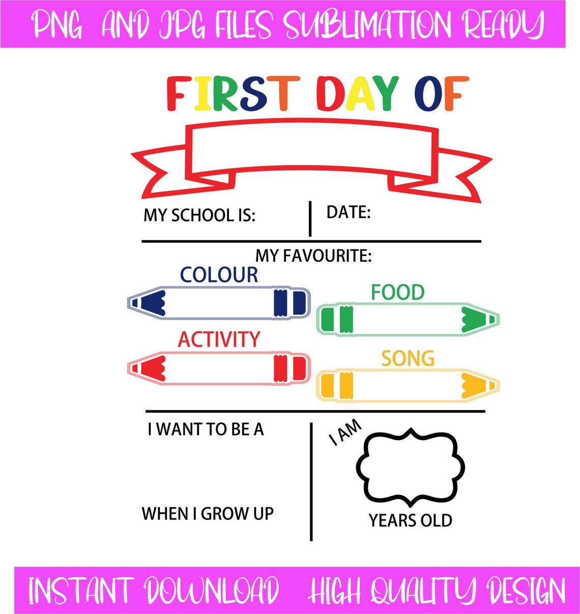 First Day of School Sign, First Day of School Sign Printable, First Day ...