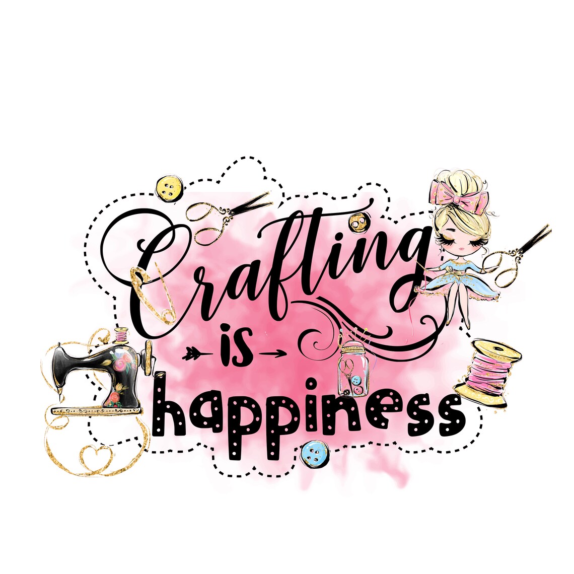 Crafting is Happiness Png Digital File Sublimation Ready - Etsy