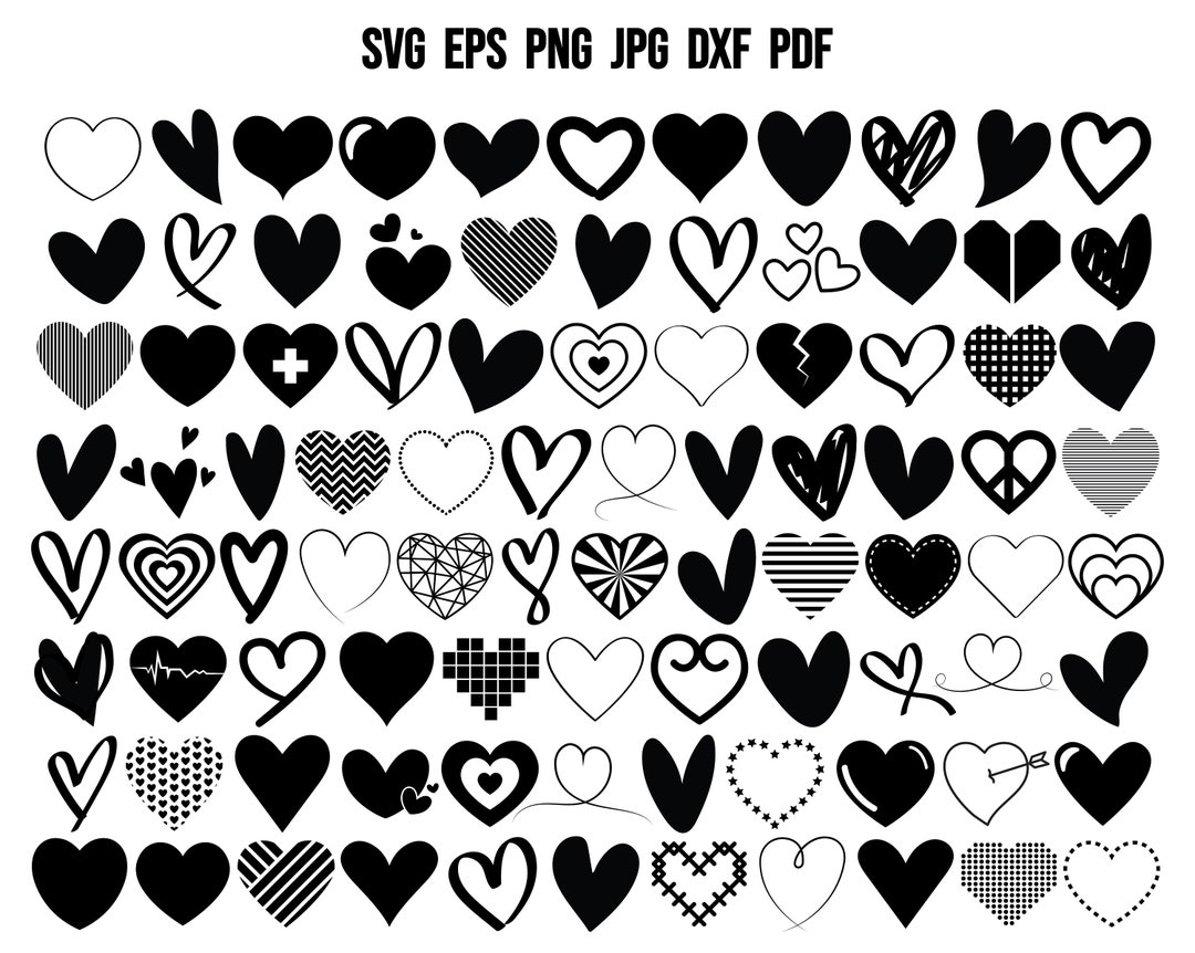 Heart Bundle SVG | Heart SVG | Valentine SVG | Heart Doodle Svg | Heart ...