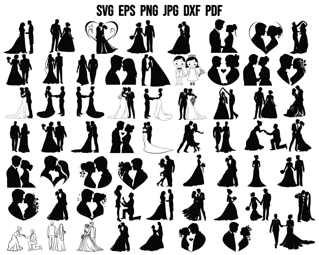 Wedding SVG | Couple SVG | Wedding Silhouette | Bride Groom Svg | Mr ...