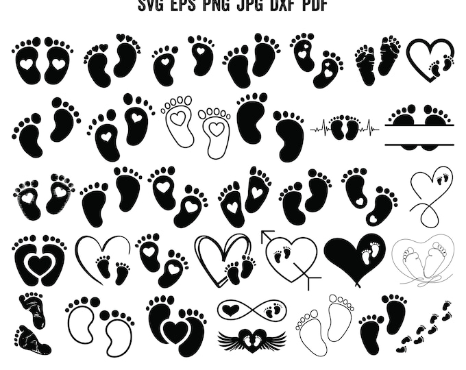 Baby Boy Blue Footprints .eps, .svg, .dxf & 1 .png Vinyl Cutter Ready ...