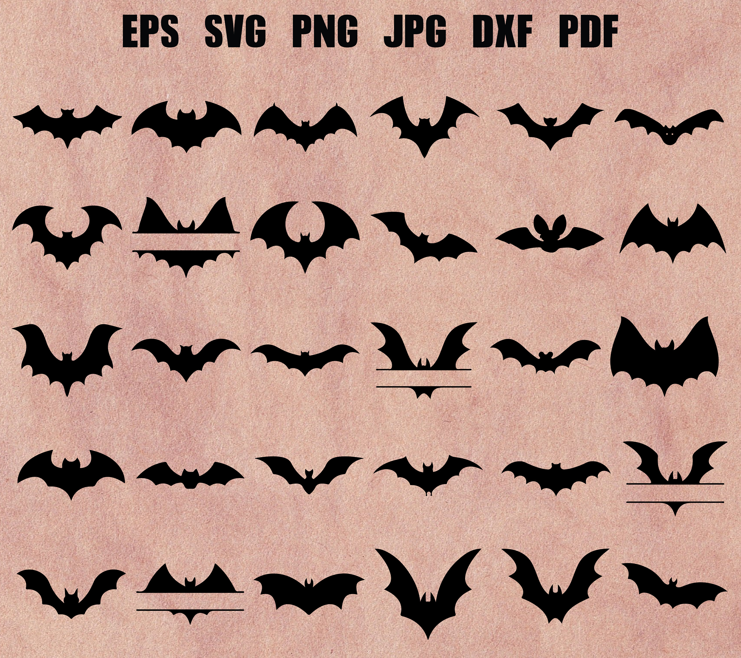 Bat Svg Bundle Bat Silhouette Halloween Svg Spooky Svg Scary Svg Bat ...