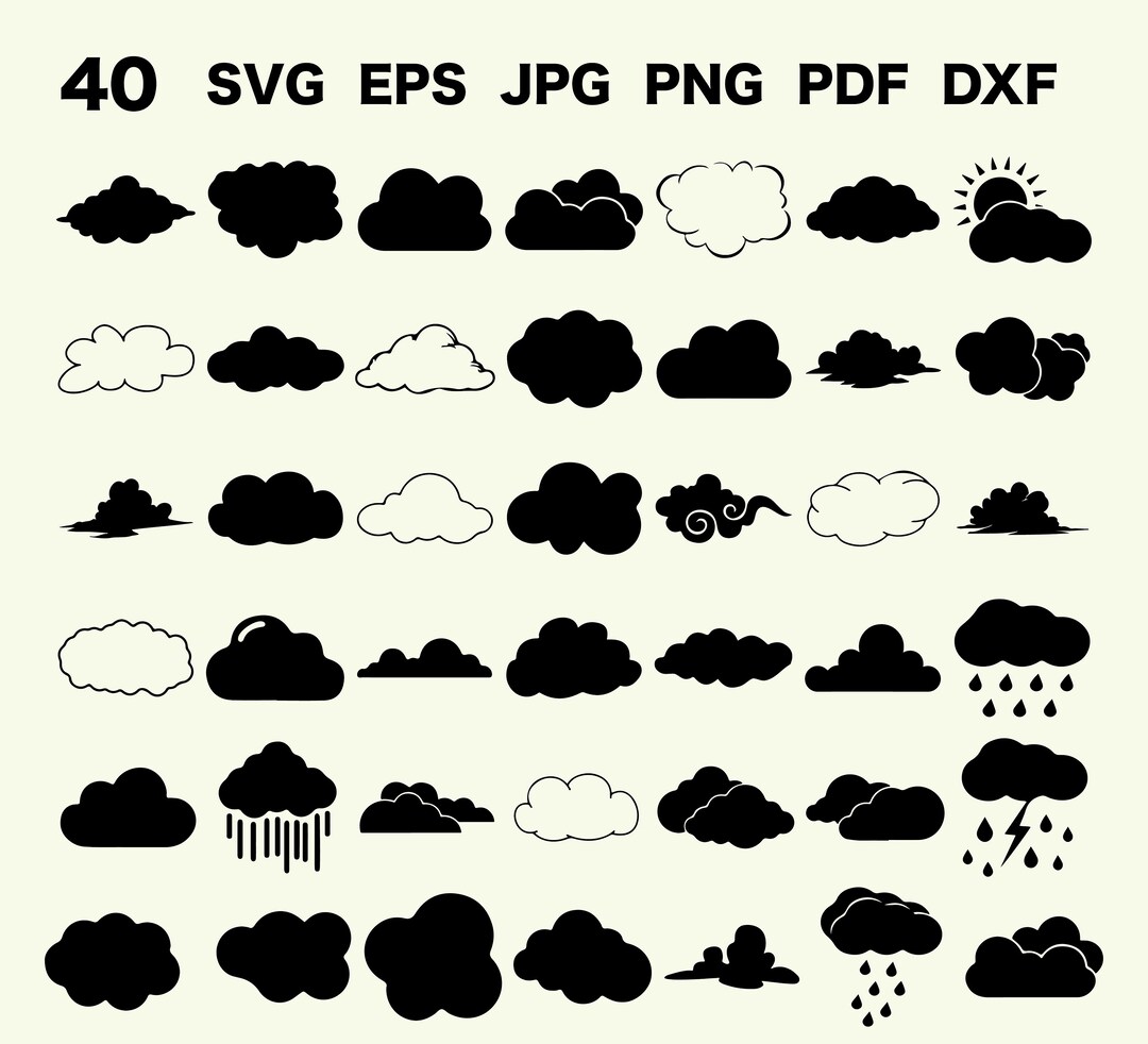 Clouds SVG Weather Svg Wall Art Prints Sky SVG Clouds Silhouette Clouds ...