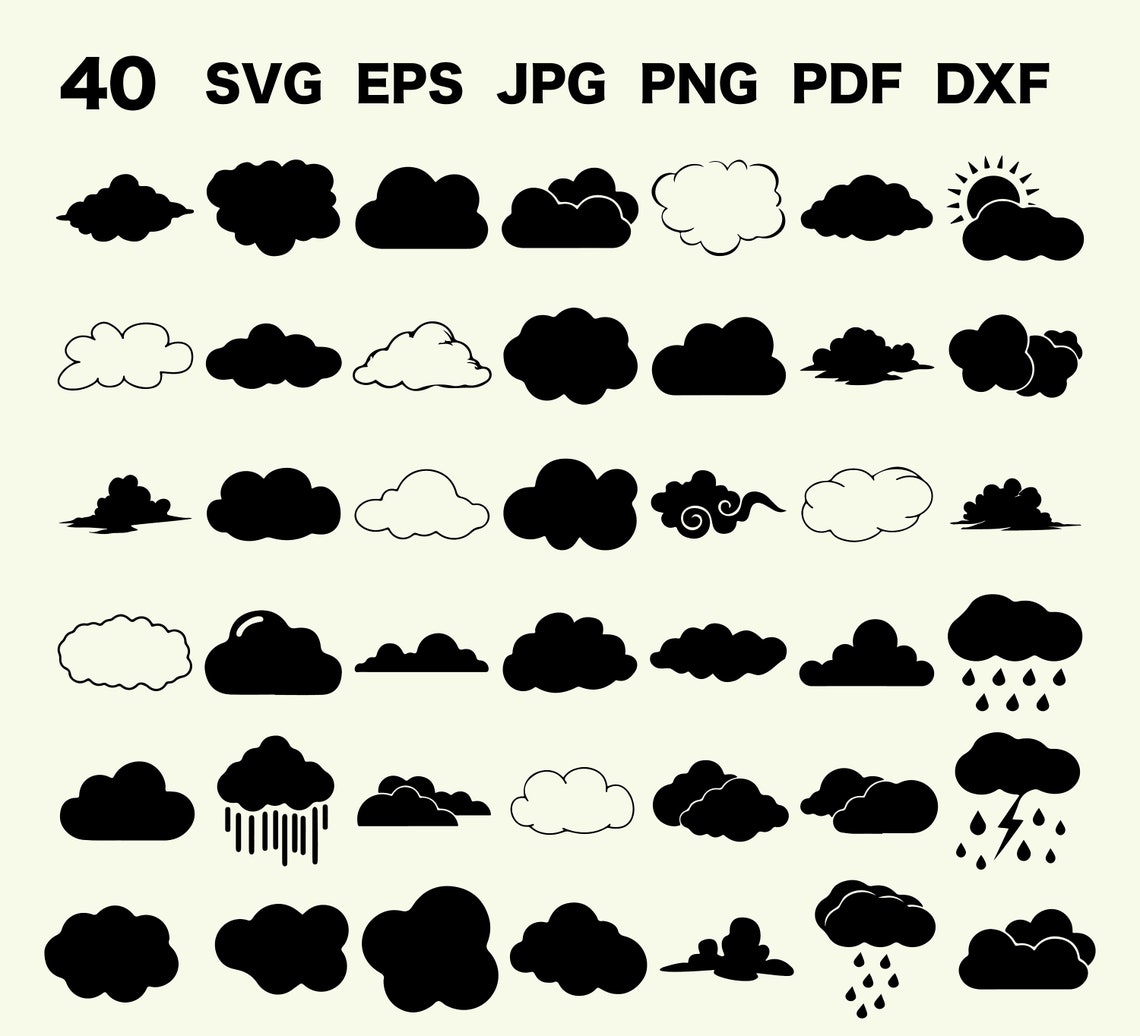 Clouds SVG Weather Svg Wall Art Prints Sky SVG Clouds - Etsy