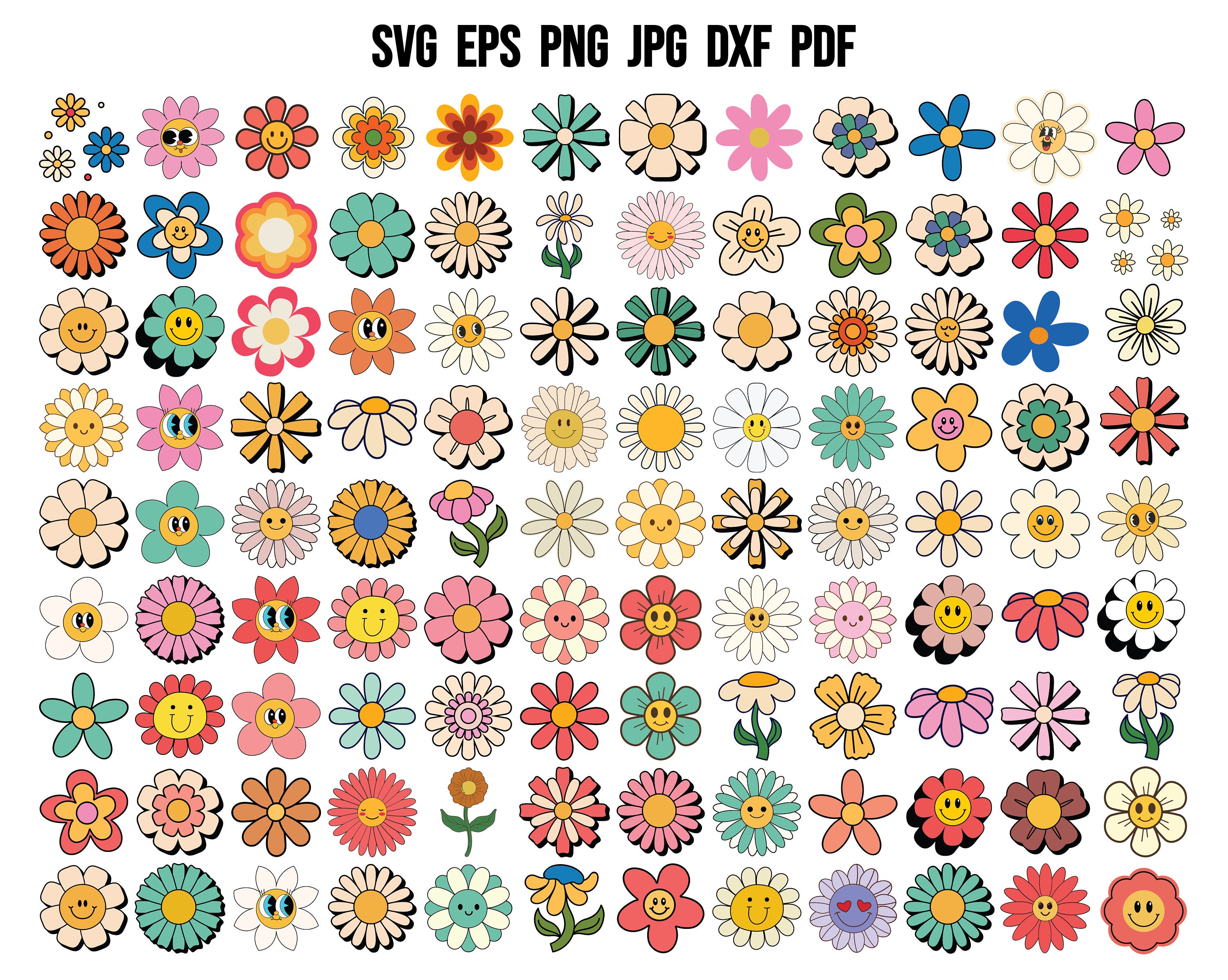 Retro Flower SVG | Boho Hippie SVG | Retro SVG | Groovy Svg | Daisy Svg ...