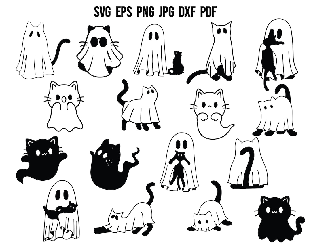 Halloween Ghost SVG | Cat Ghost SVG | Trendy Halloween SVG | Ghost and ...