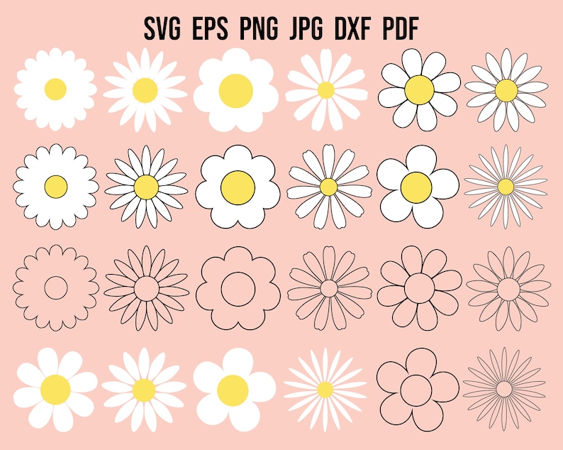 Daisy SVG Retro Flower SVG Flower SVG Daisy Clipart Daisy - Etsy