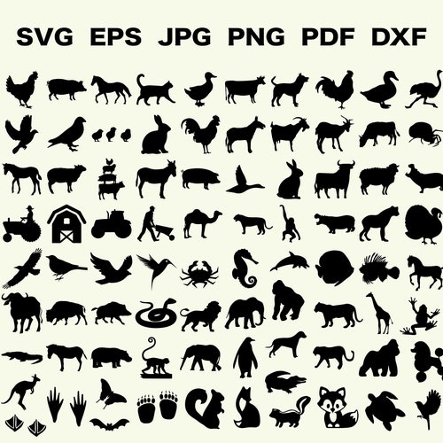 100 Animals SVG Animal Cut File Animal Silhouette Animal - Etsy