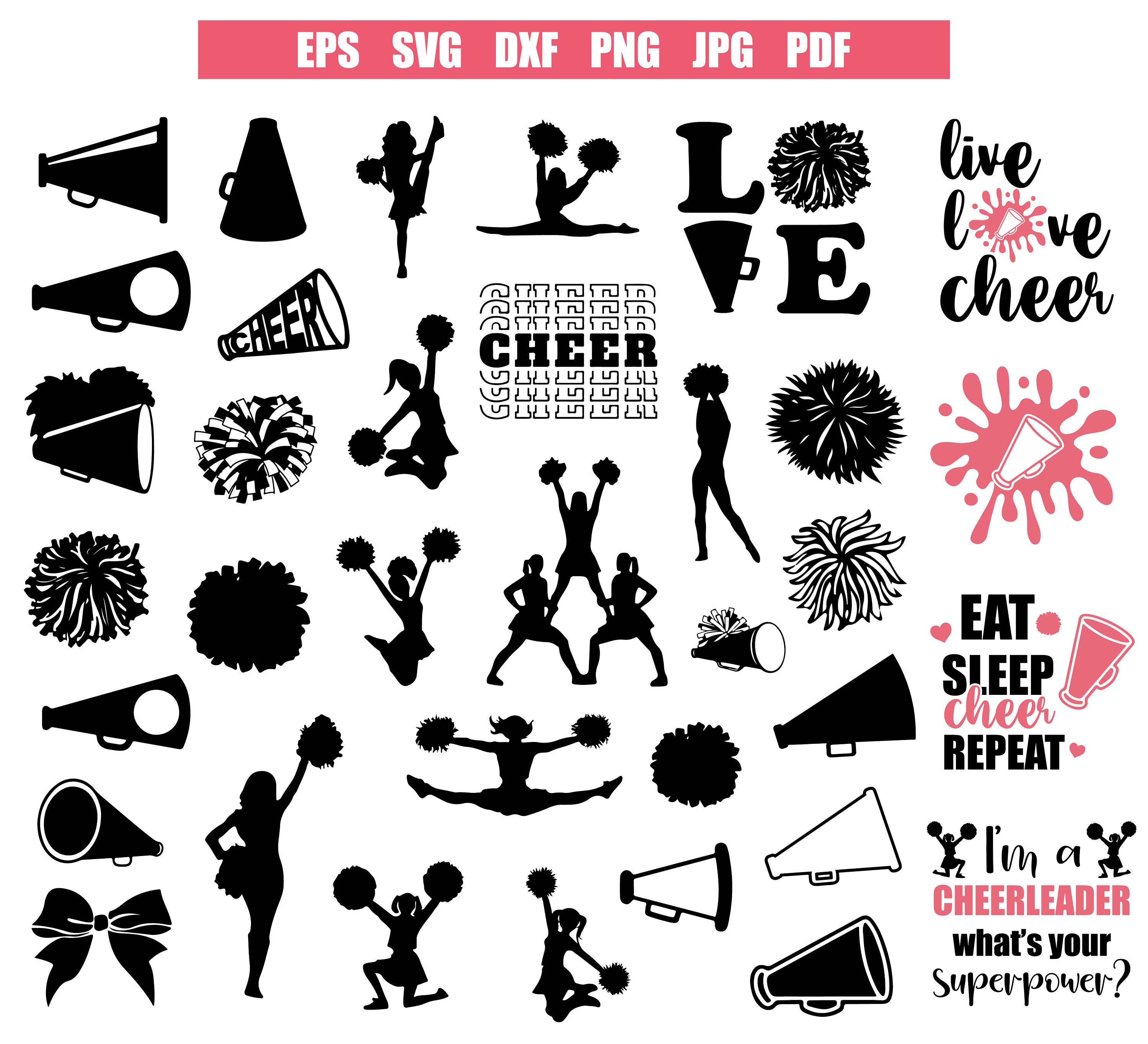 Cheer Svg Cheerleading Svg Cheer Silhouette Cheer Cut File - Etsy UK