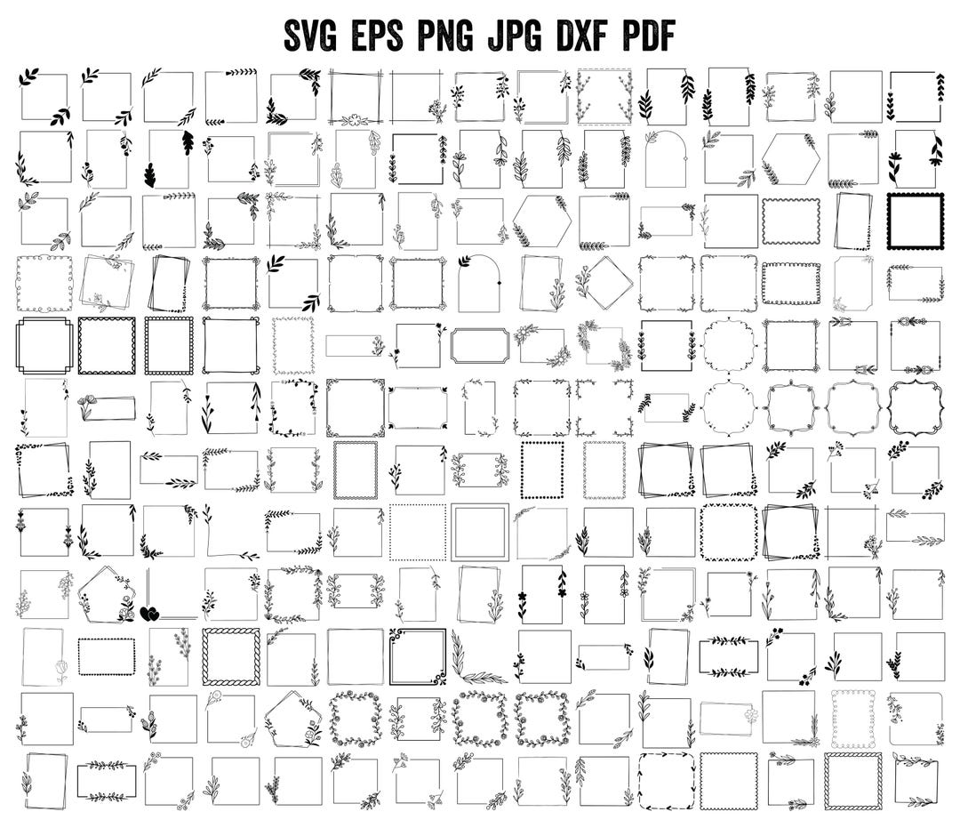 Square SVG | Floral Frame SVG | Floral Square Cut File | Square Cricut ...