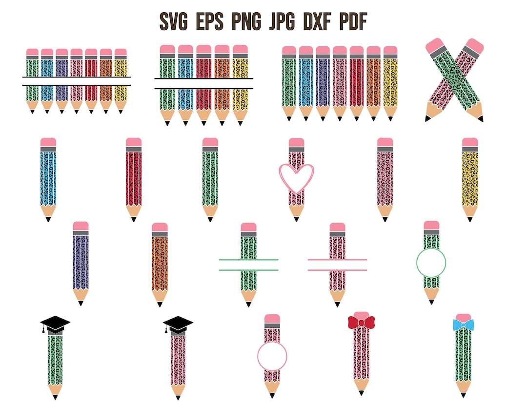 Pencil SVG | Pencil Monogram | Leopard Print Teacher SVG | School SVG ...