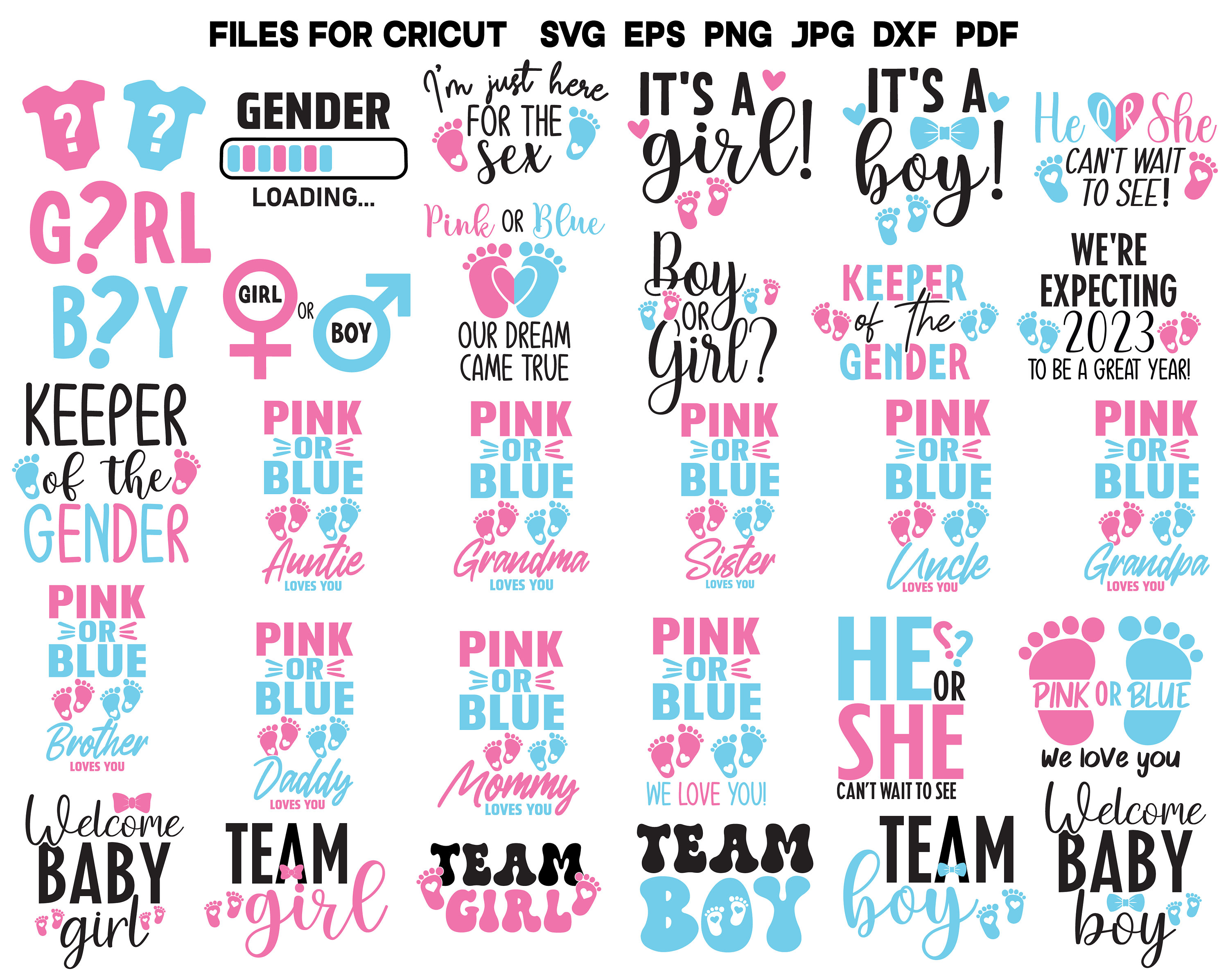 Pink or Blue SVG Baby SVG Gender Reveal Decoration Baby Shower - Etsy