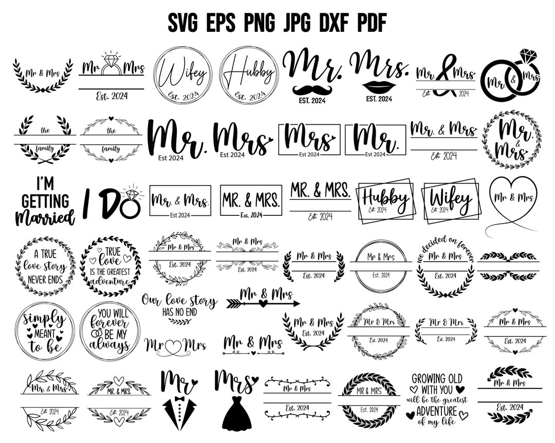 Mr Mrs SVG / Hand Lettered Mr Mrs 2024 SVG / Wedding SVG / Bride Svg ...