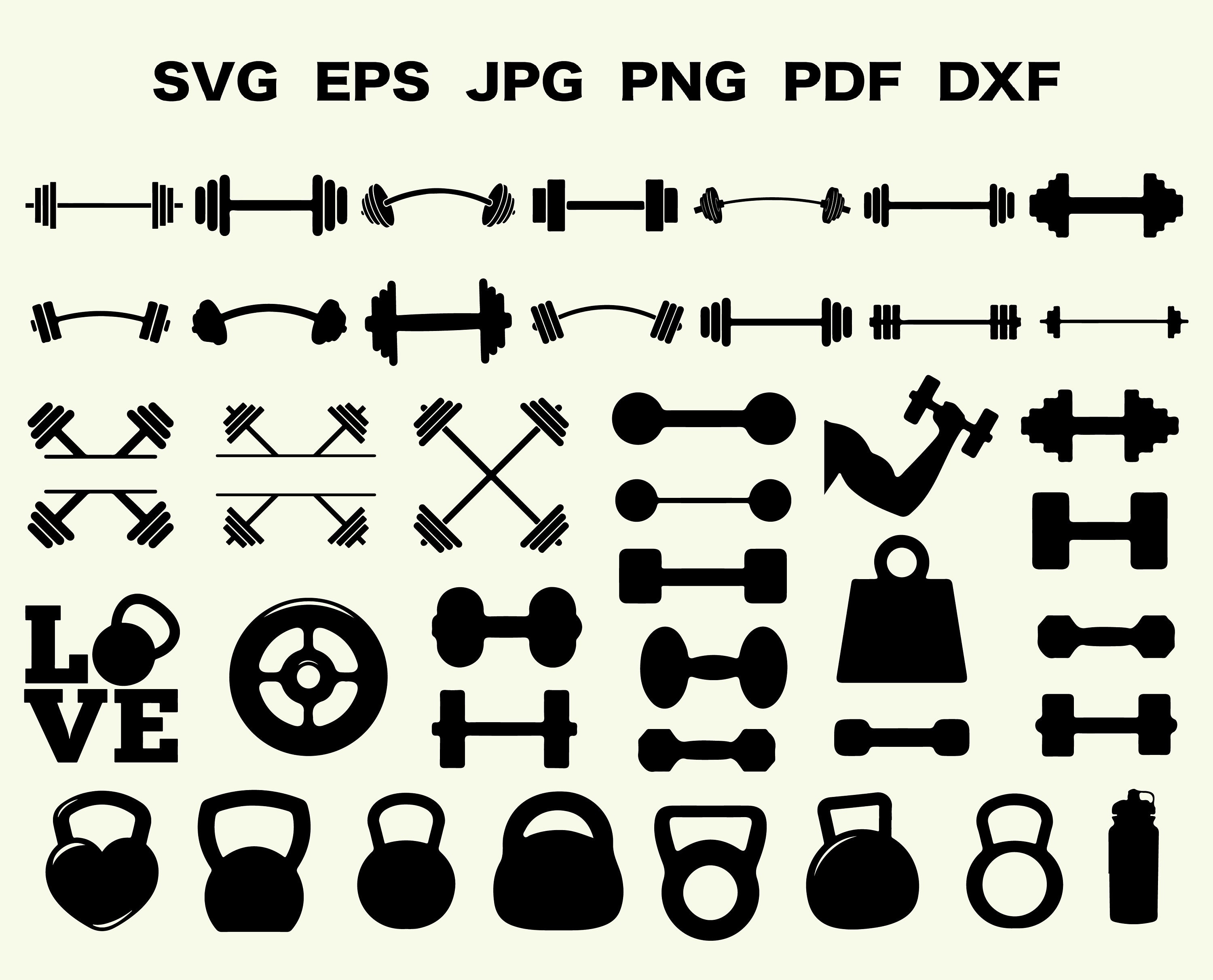 Gym SVG Silhouette Fitness Svg Workout Svg Barbell Svg Weights - Etsy