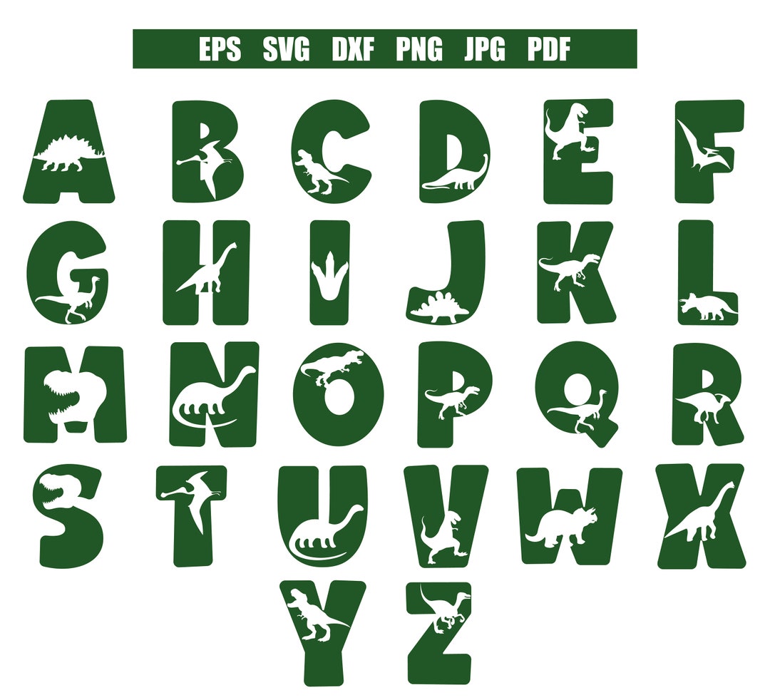 Dinosaur Alphabet Font Letters Svg Dinosaur Svg Dinosaur Cut File ...