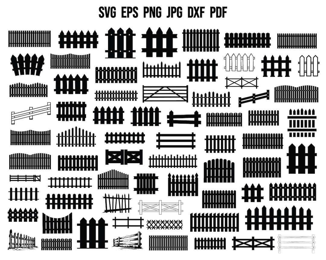 Fence SVG Bundle | Fence Cut File | Fence Silhouette | Wooden Fence SVG ...