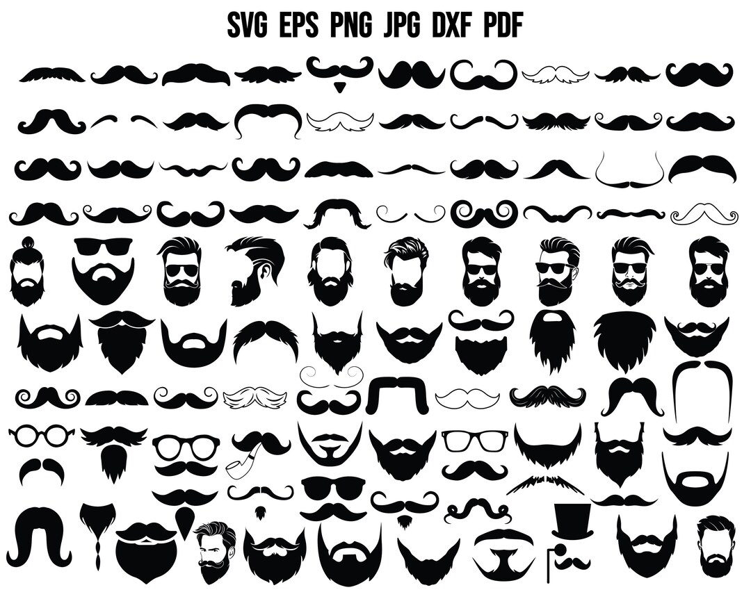 Mustache Silhouette | Mustache SVG | Mustache Cut File | Barber Svg ...