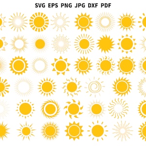 Sun SVG PNG Clipart for Commercial Use | Sun Silhouette | Summer SVG ...