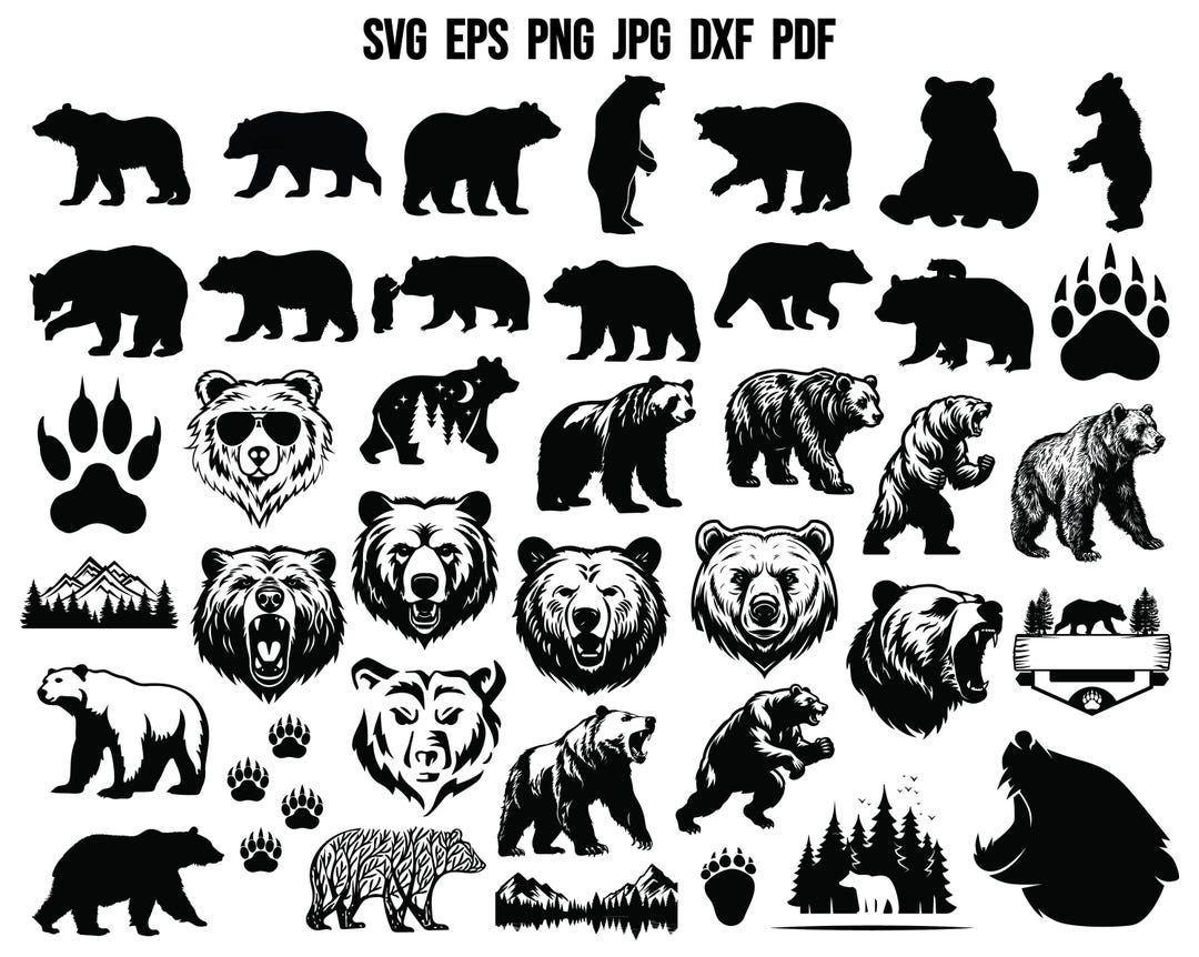 Silueta de oso / Paquete SVG de oso / Cricut de oso / Svg de animal ...