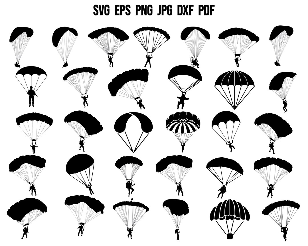 Parachute Silhouette | Parachute SVG | Skydiving SVG | Parachute Cricut ...