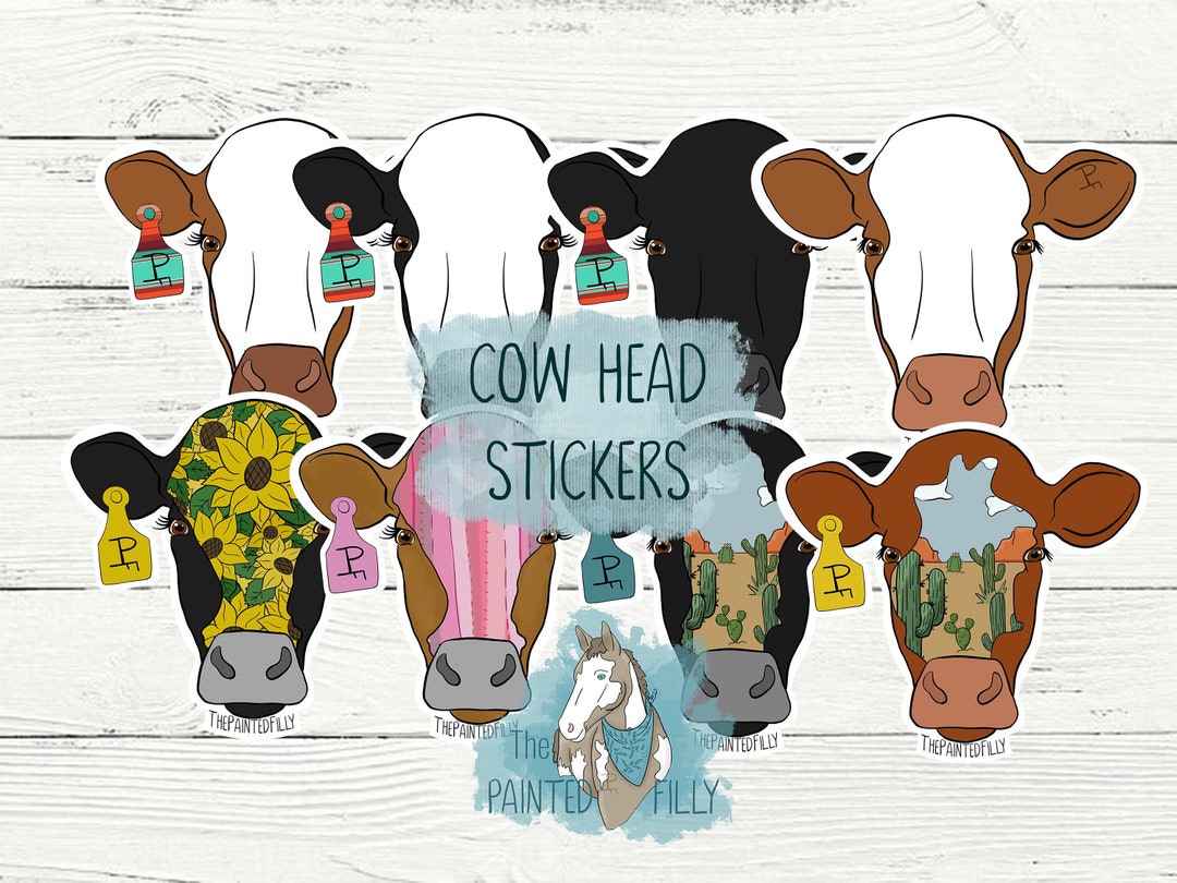 Cow Head Stickers - Etsy