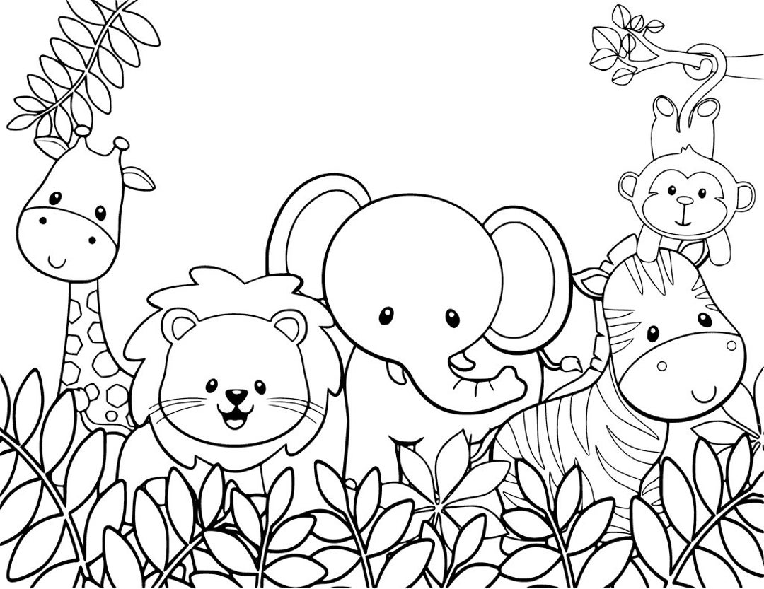 40 Page Cute Animal Coloring Book - Etsy
