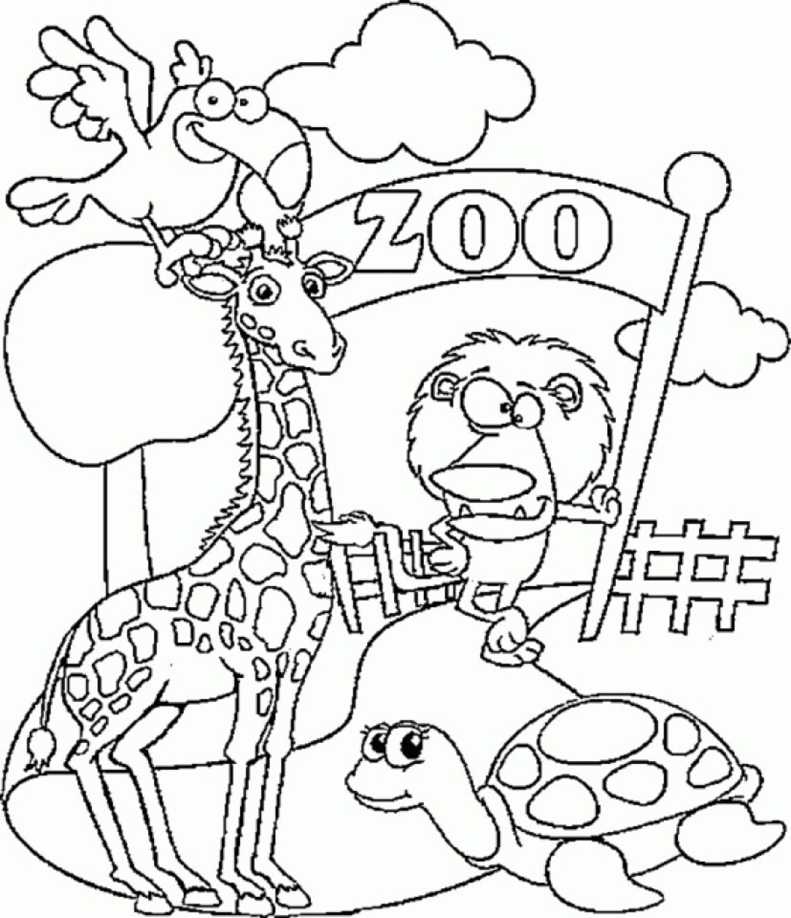 15 Pages Zoo Animals Coloring Book - Etsy