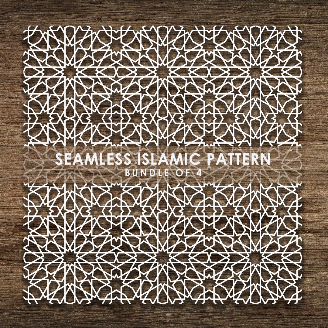 Bundle of 4 Seamless Islamic SVG Pattern, Line Pattern, Islamic Pattern ...