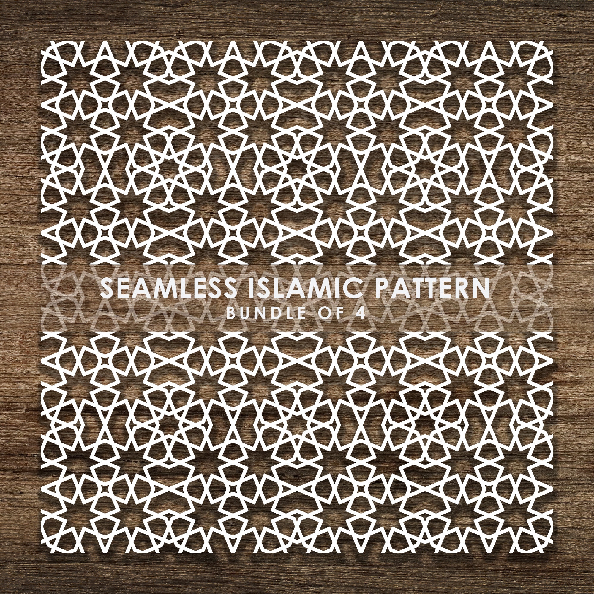Bundle of 4 Seamless Islamic SVG Pattern, Line Pattern, Islamic Pattern ...