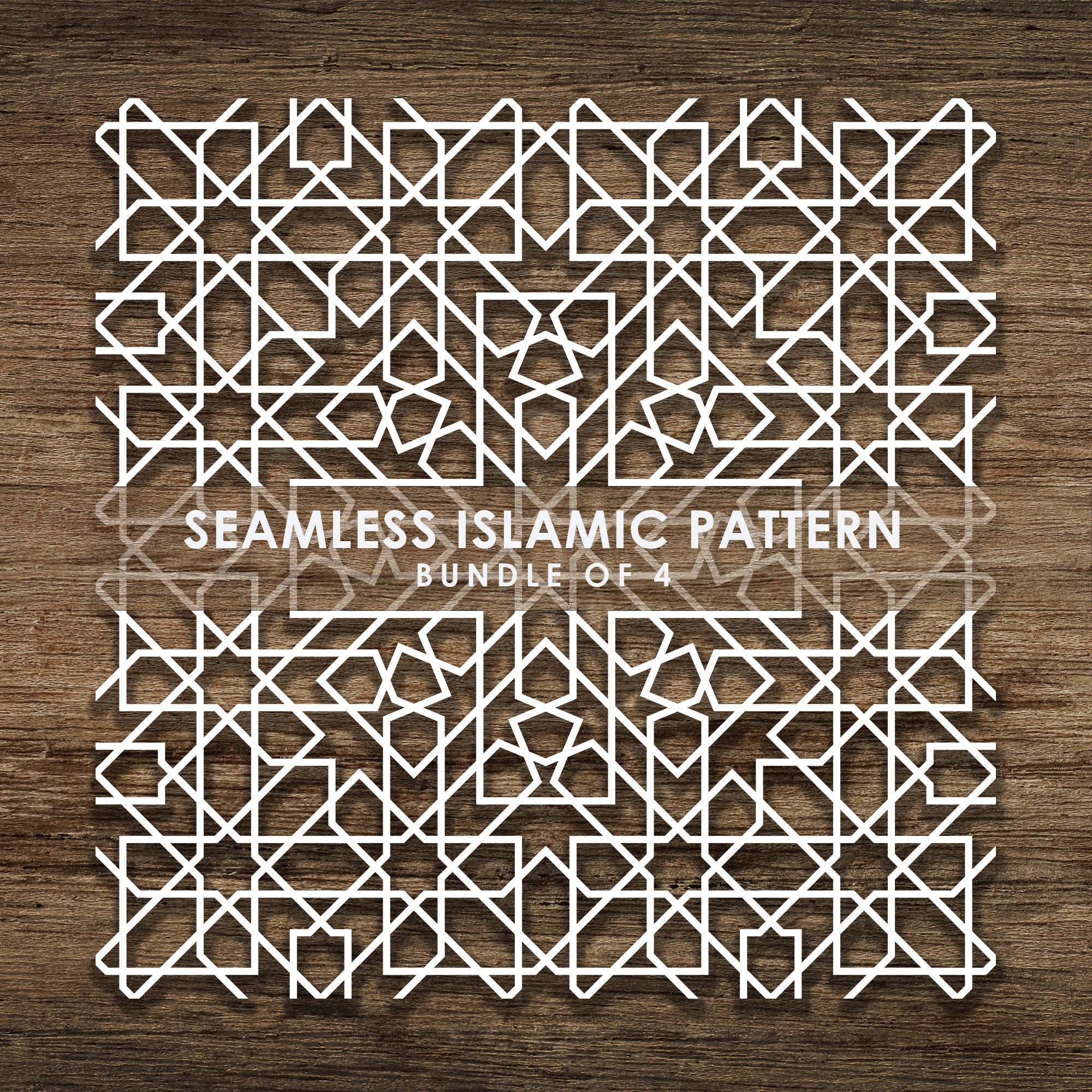 Bundle of 4 Seamless Islamic SVG Pattern, Line Pattern, Islamic Pattern ...