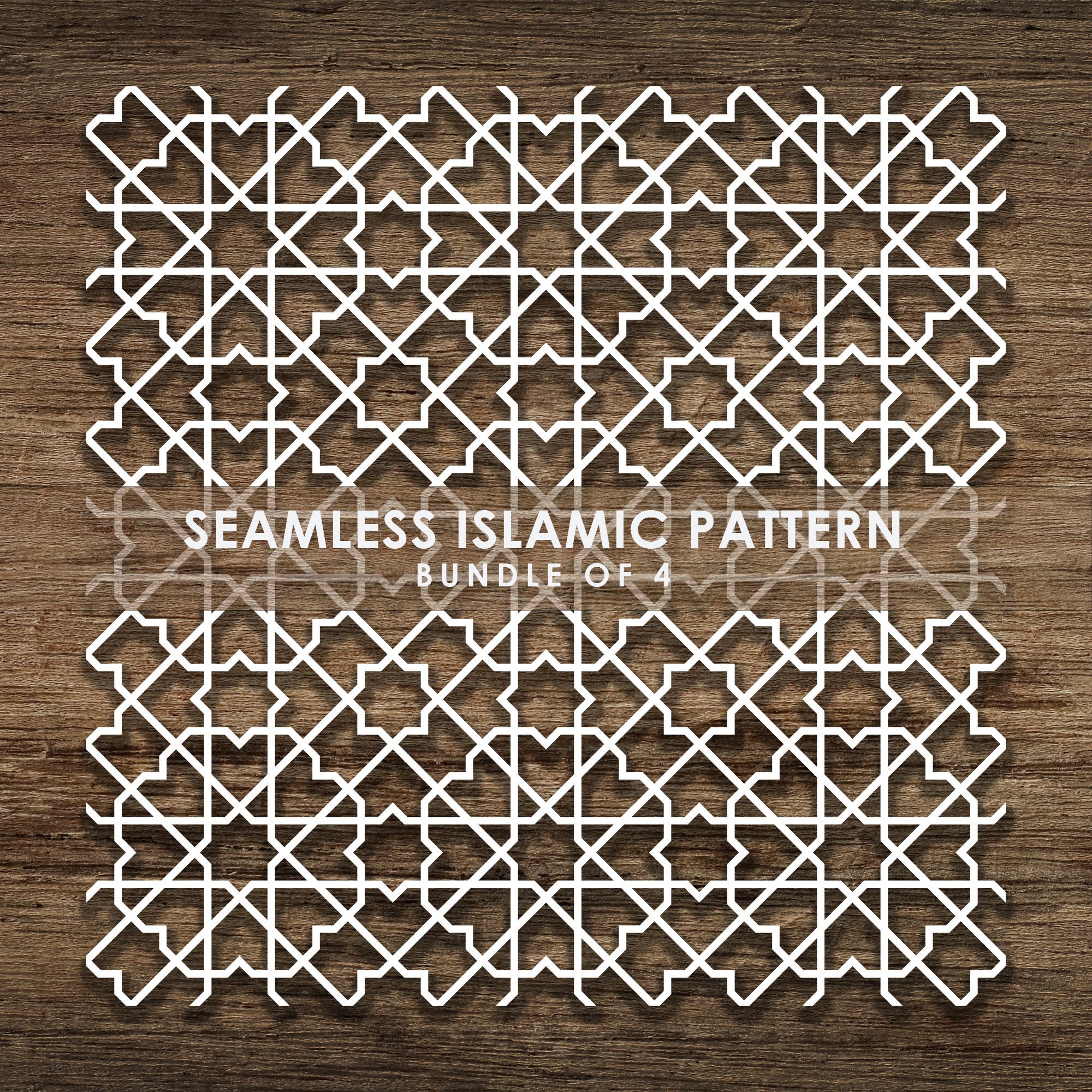 Bundle of 4 Seamless Islamic SVG Pattern, Line Pattern, Islamic Pattern ...