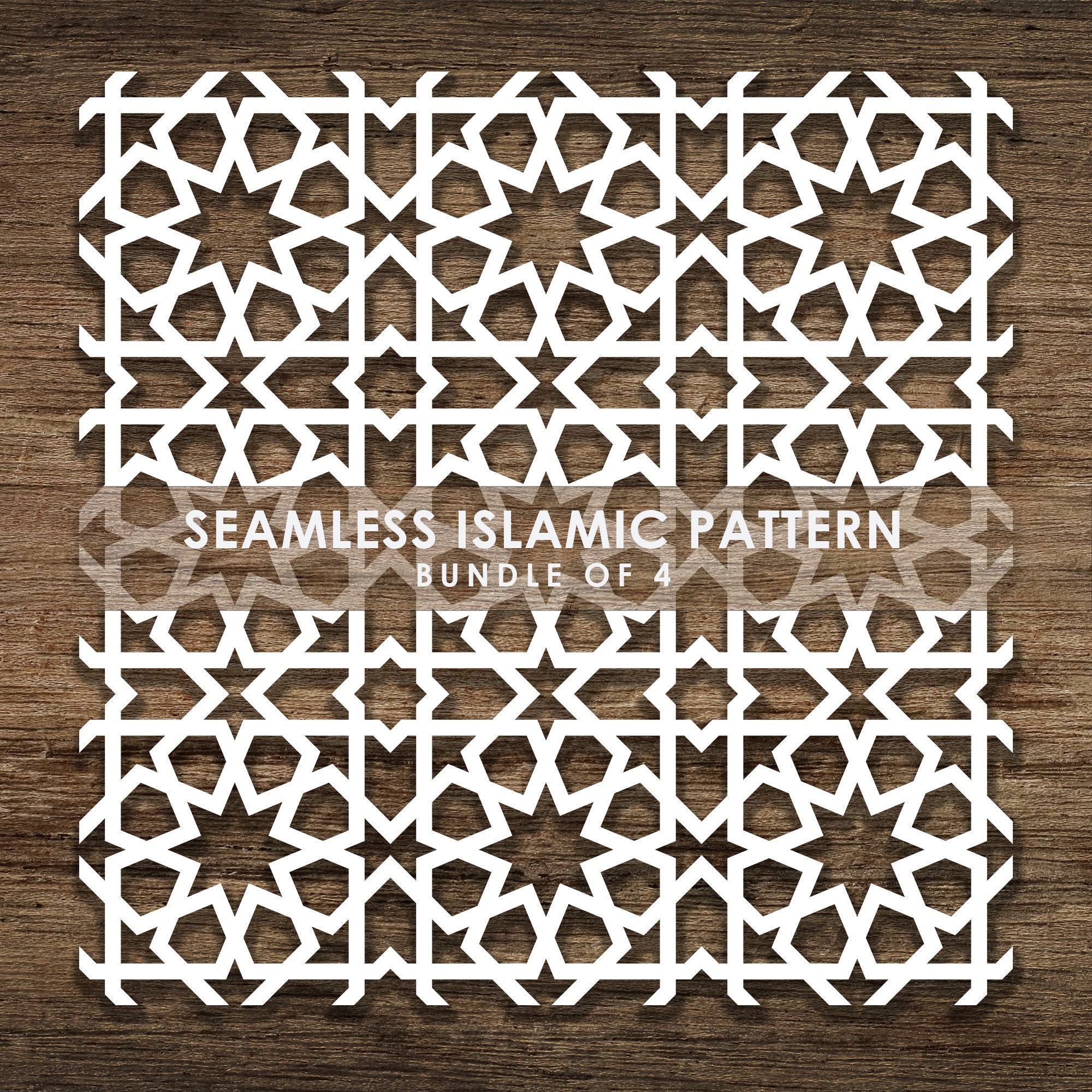 Bundle of 4 Seamless Islamic SVG Pattern, Line Pattern, Islamic Pattern ...
