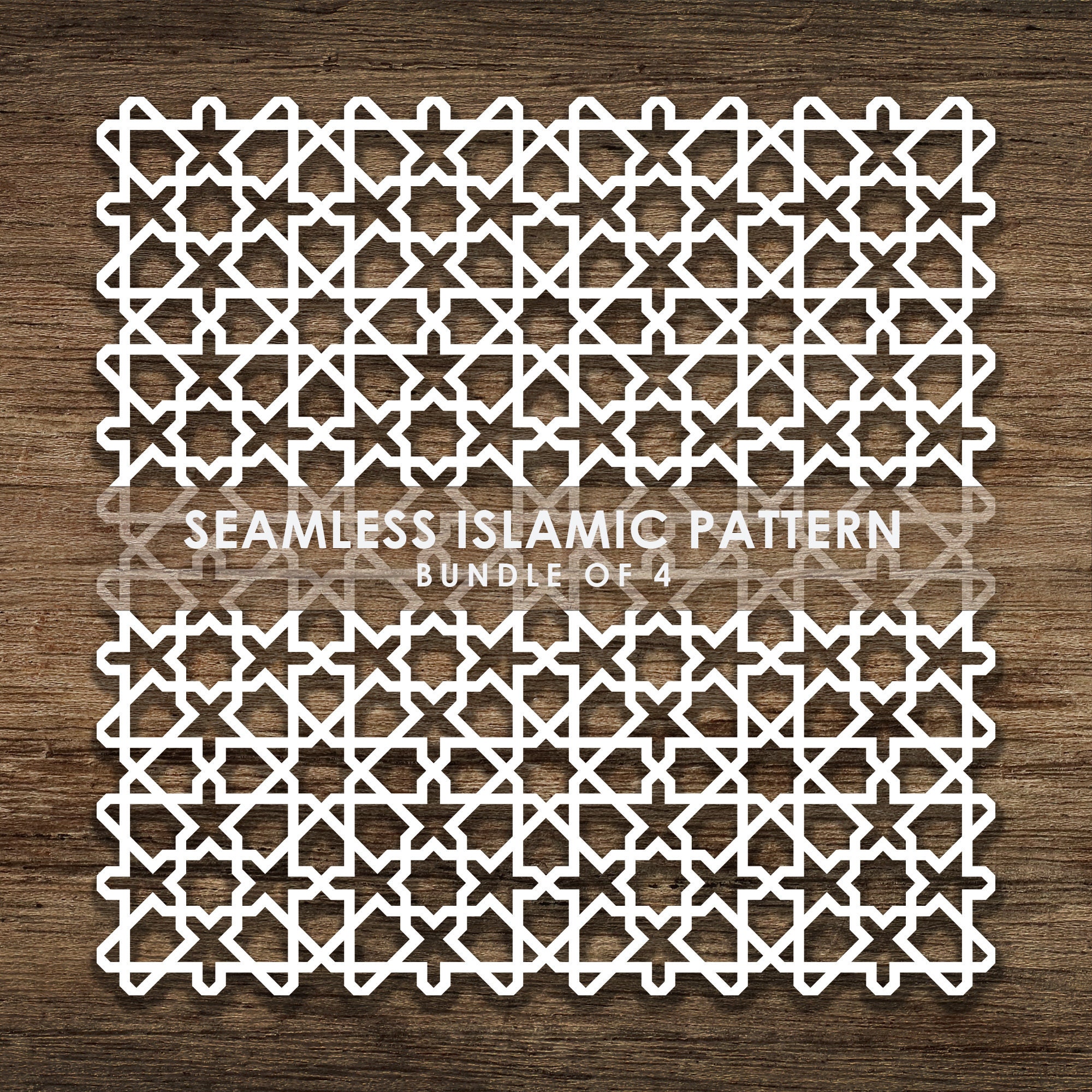 Bundle of 4 Seamless Islamic SVG Pattern, Line Pattern, Islamic Pattern ...