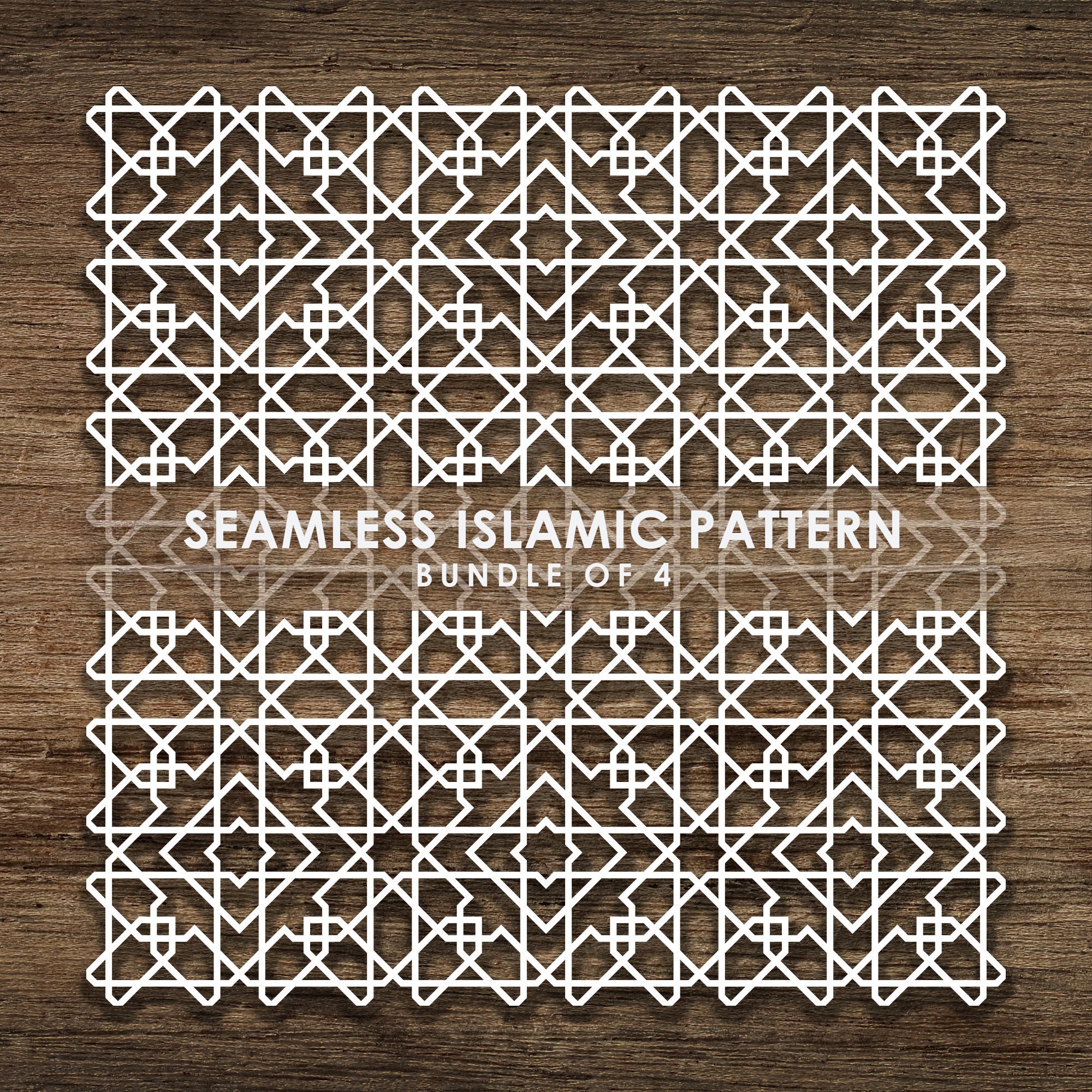 Bundle of 4 Seamless Islamic SVG Pattern, Line Pattern, Islamic Pattern ...