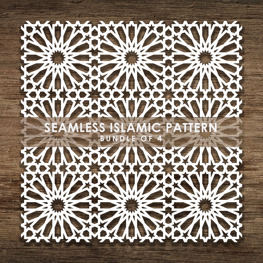 Bundle of 4 Seamless Islamic SVG Pattern, Line Pattern, Islamic Pattern ...