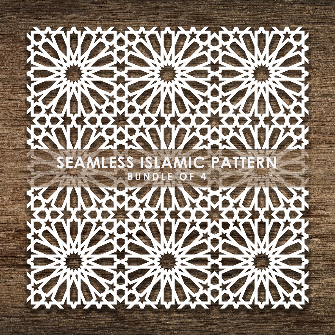 Bundle of 4 Seamless Islamic SVG Pattern, Line Pattern, Islamic Pattern ...