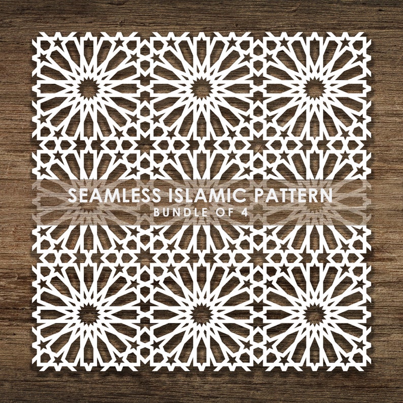 Bundle of 4 Seamless Islamic SVG Pattern, Line Pattern, Islamic Pattern ...