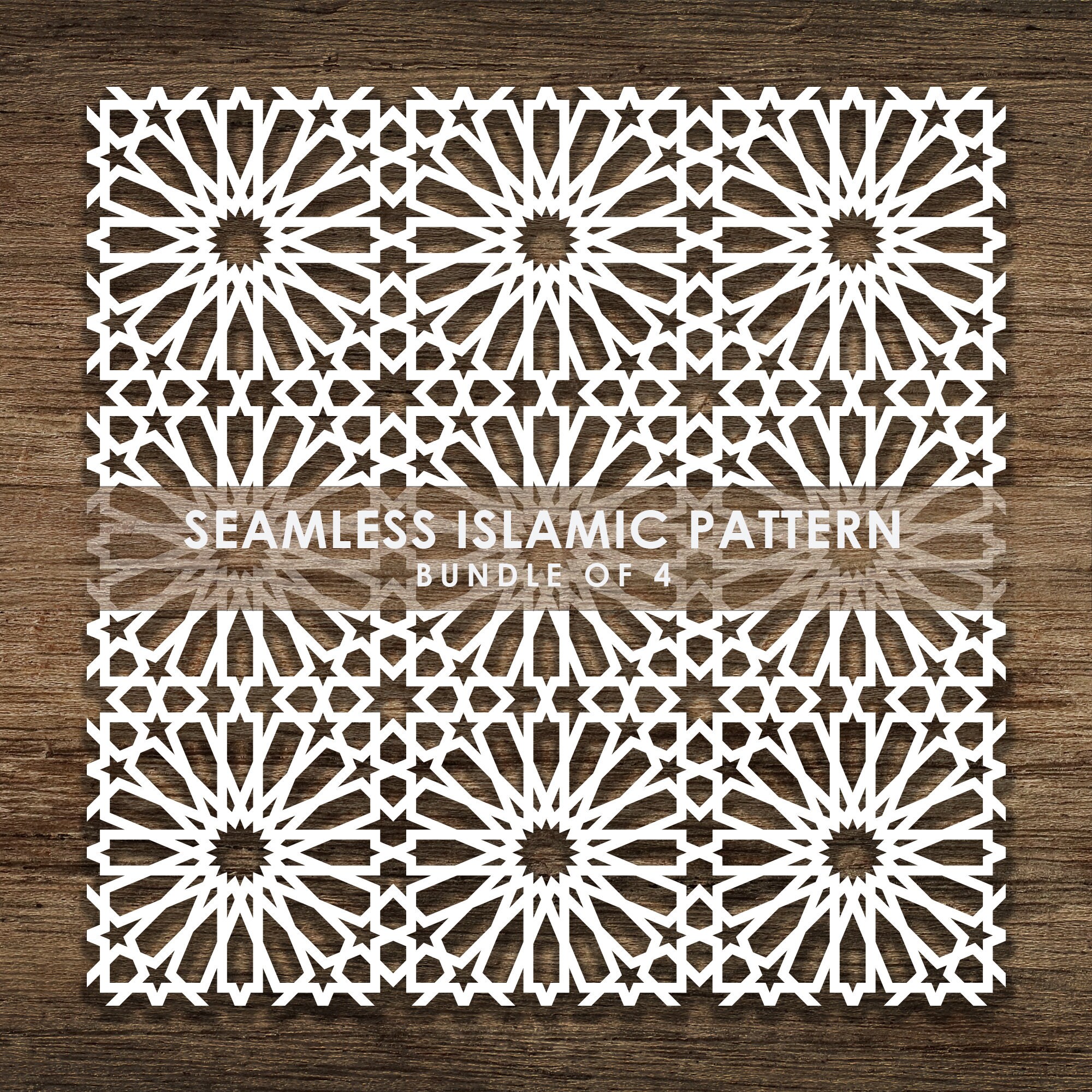 Bundle of 4 Seamless Islamic SVG Pattern, Line Pattern, Islamic Pattern ...