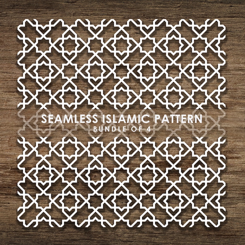 Bundle of 4 Seamless Islamic SVG Pattern, Line Pattern, Islamic Pattern ...