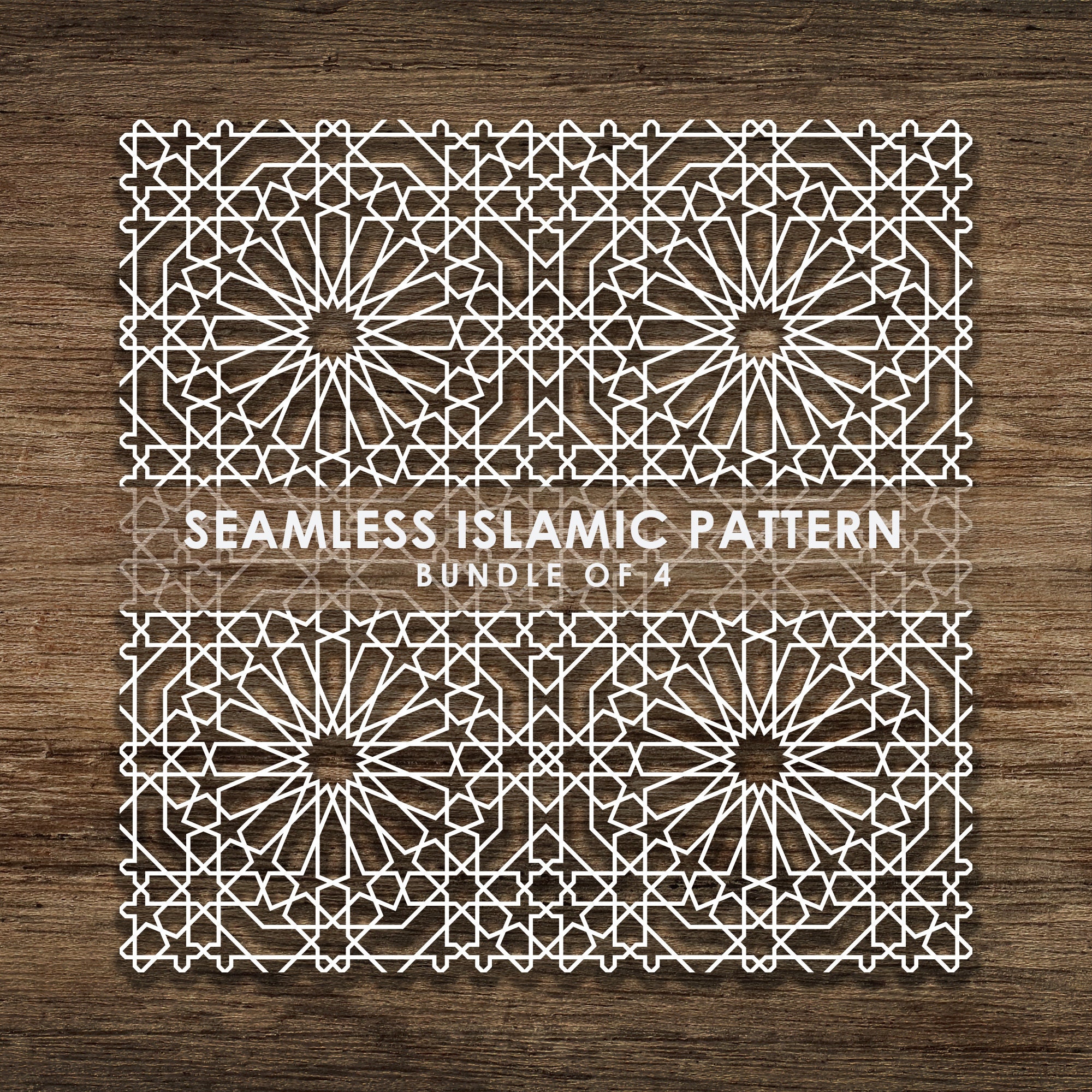 Bundle of 4 Seamless Islamic SVG Pattern, Line Pattern, Islamic Pattern ...
