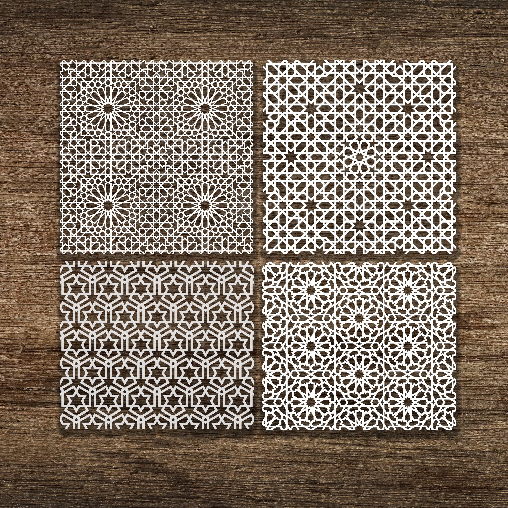 Bundle of 4 Seamless Islamic SVG Pattern, Line Pattern, Islamic Pattern ...