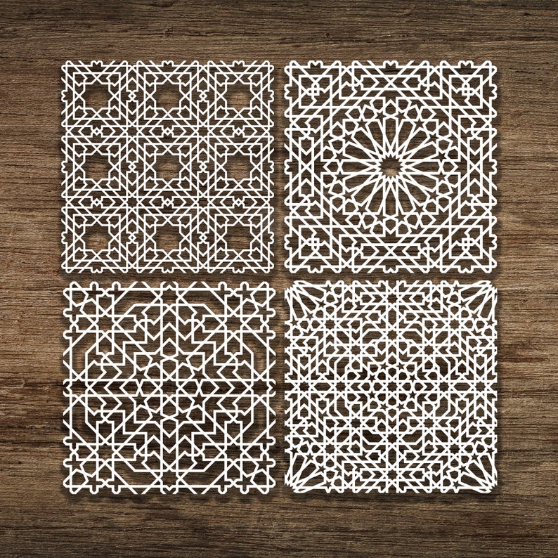 Bundle of 4 Seamless Islamic SVG Pattern, Line Pattern, Islamic Pattern ...