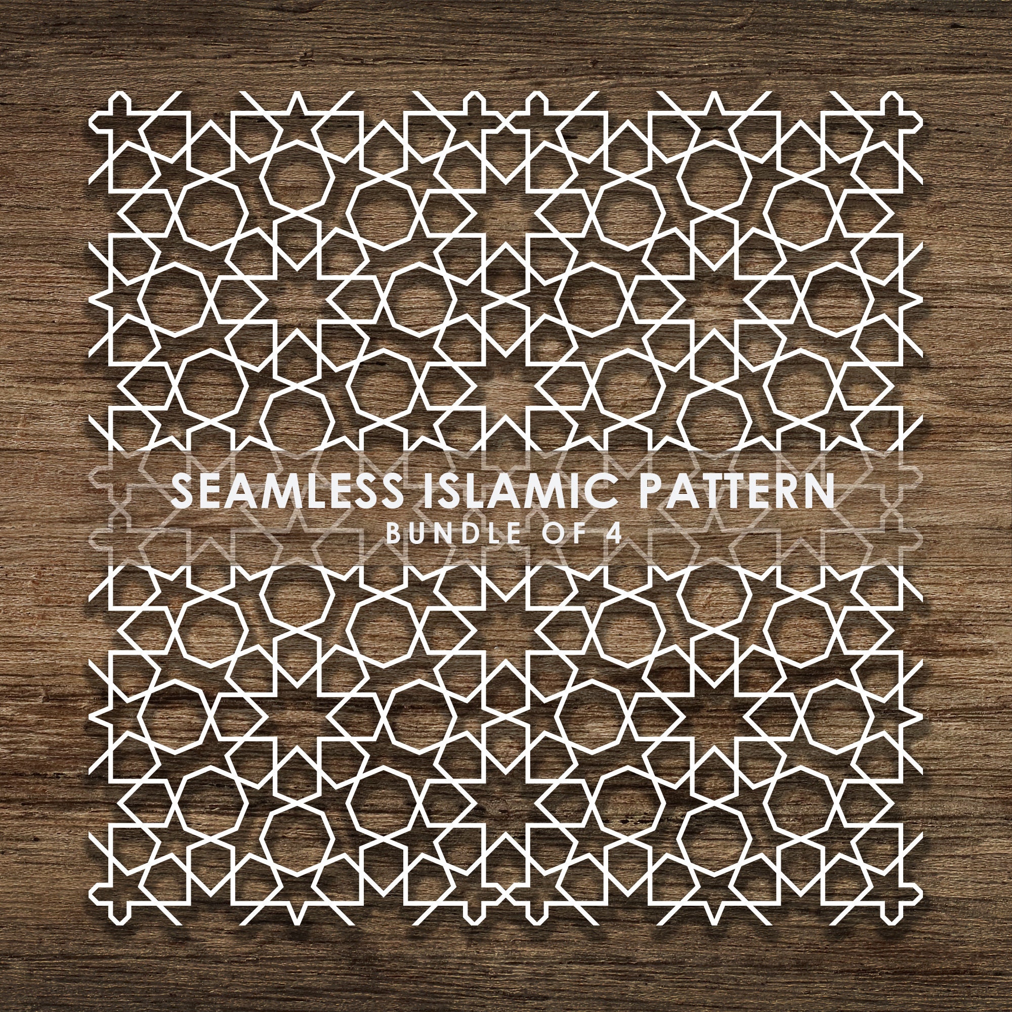 Bundle of 4 Seamless Islamic SVG Pattern, Line Pattern, Islamic Pattern ...