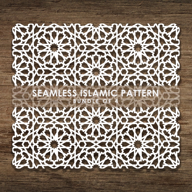 Bundle of 4 Seamless Islamic SVG Pattern, Line Pattern, Islamic Pattern ...