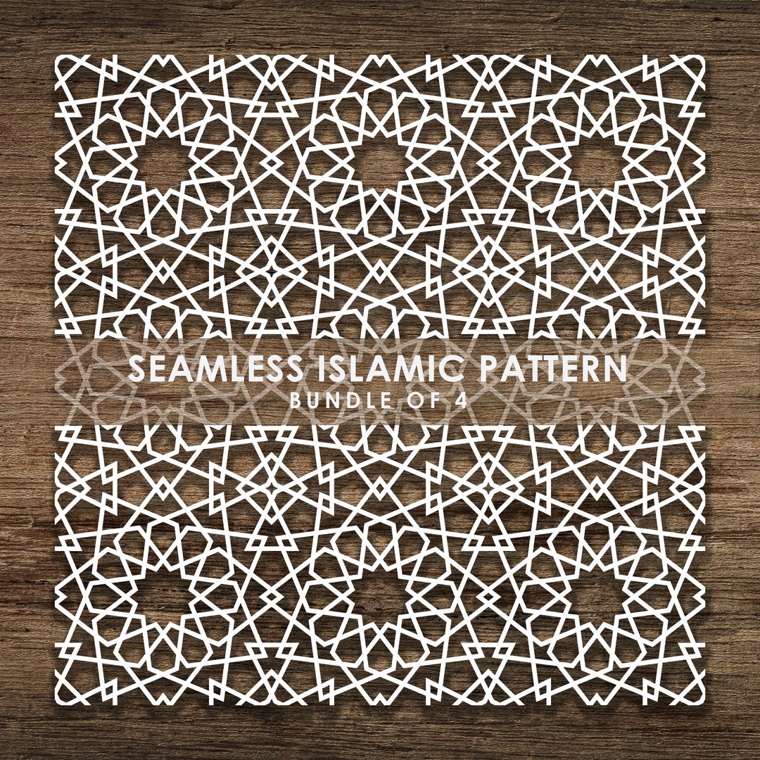 Bundle of 4 Seamless Islamic SVG Pattern, Line Pattern, Islamic Pattern ...