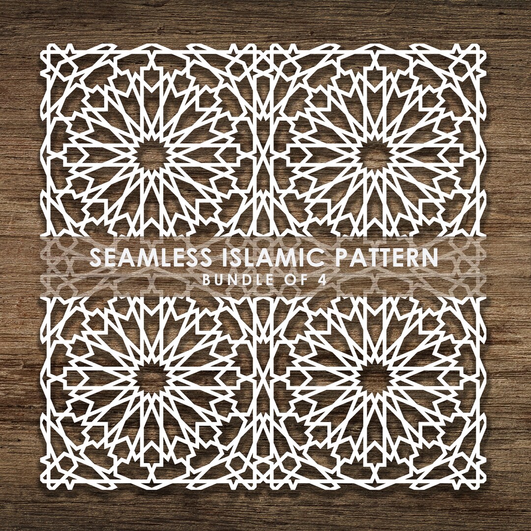 Bundle of 4 Seamless Islamic SVG Pattern, Line Pattern, Islamic Pattern ...