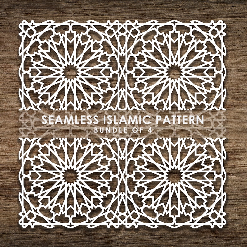 Bundle of 4 Seamless Islamic SVG Pattern, Line Pattern, Islamic Pattern ...