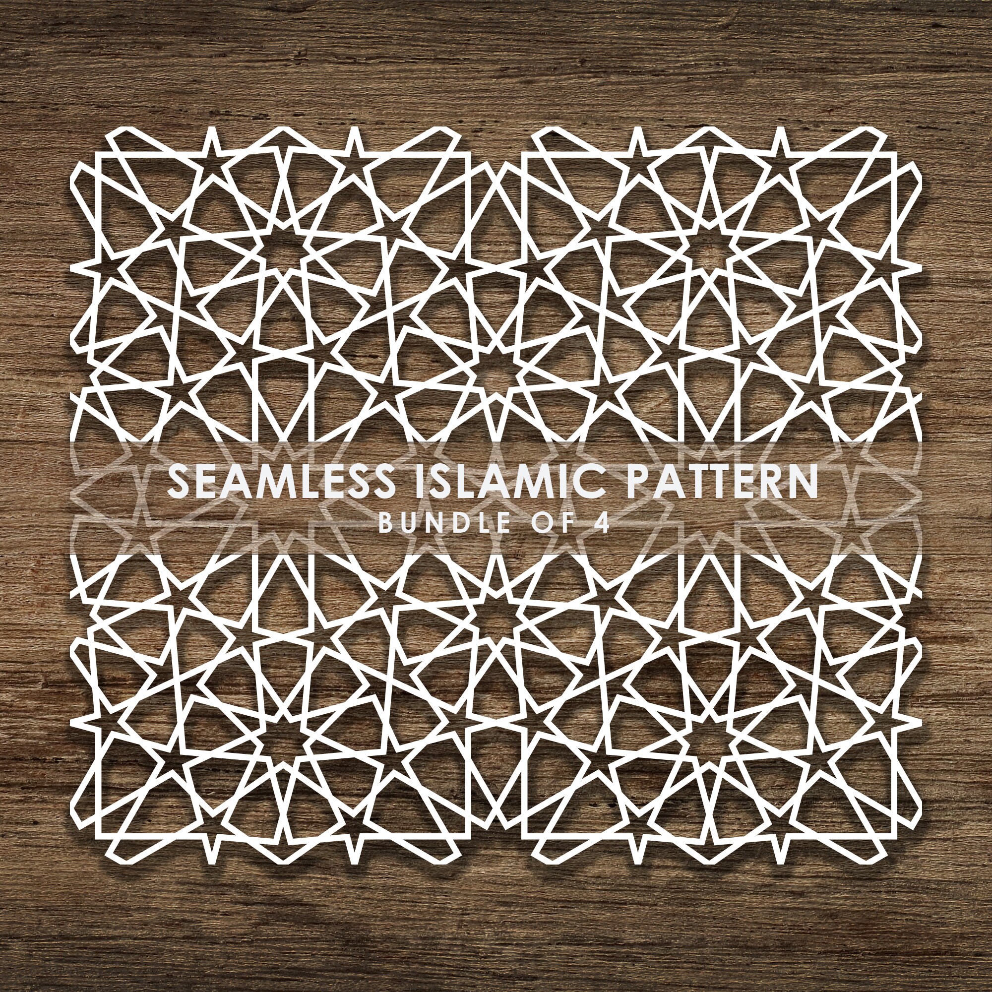 Bundle of 4 Seamless Islamic SVG Pattern, Line Pattern, Islamic Pattern ...