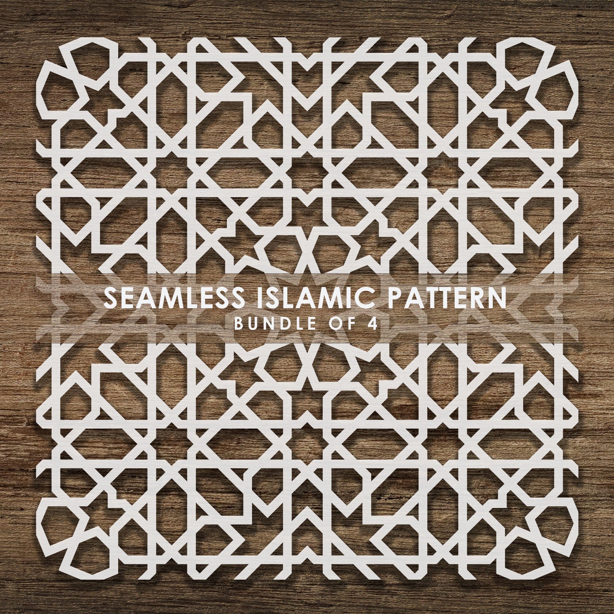 Bundle of 4 Seamless Islamic SVG Pattern, Line Pattern, Islamic Pattern ...