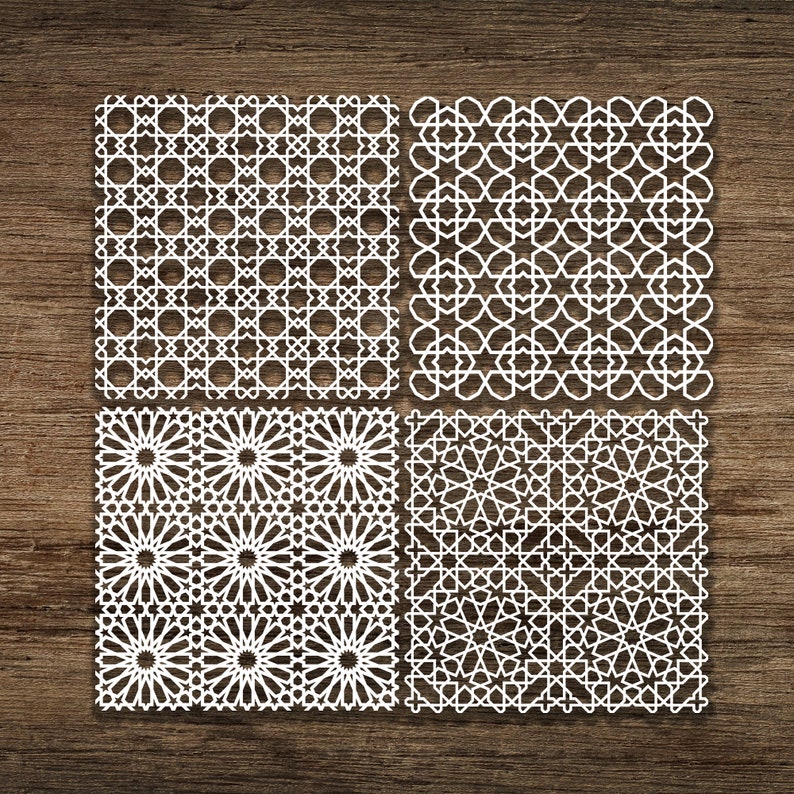 Bundle of 4 Seamless Islamic SVG Pattern, Line Pattern, Islamic Pattern ...